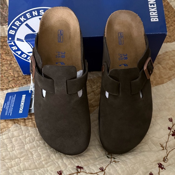 Birkenstock | Shoes | Birkenstock Boston Mocha Clogs Soft Footbed 738 ...